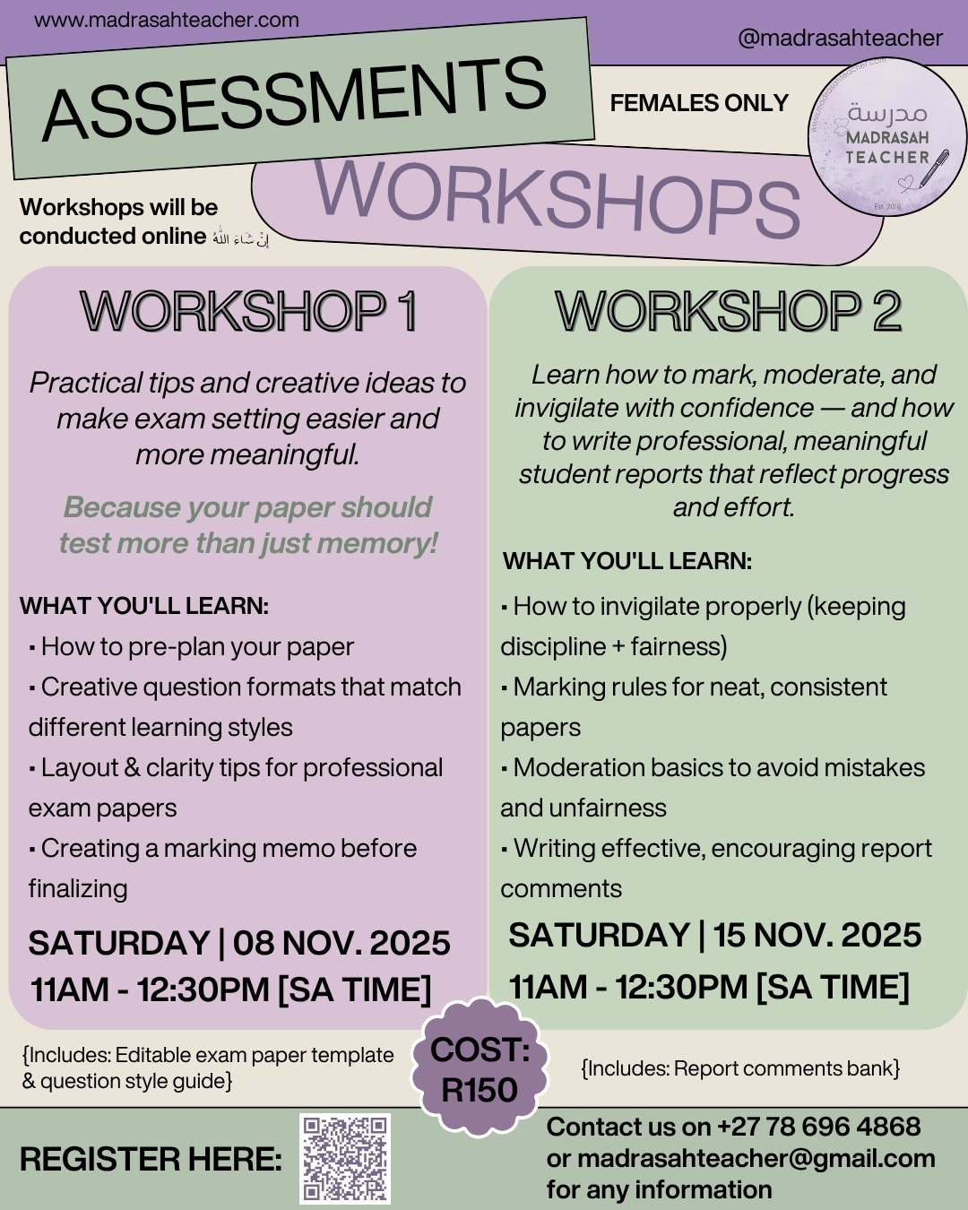 Assessments Online Workshops – Madrasah Teacher